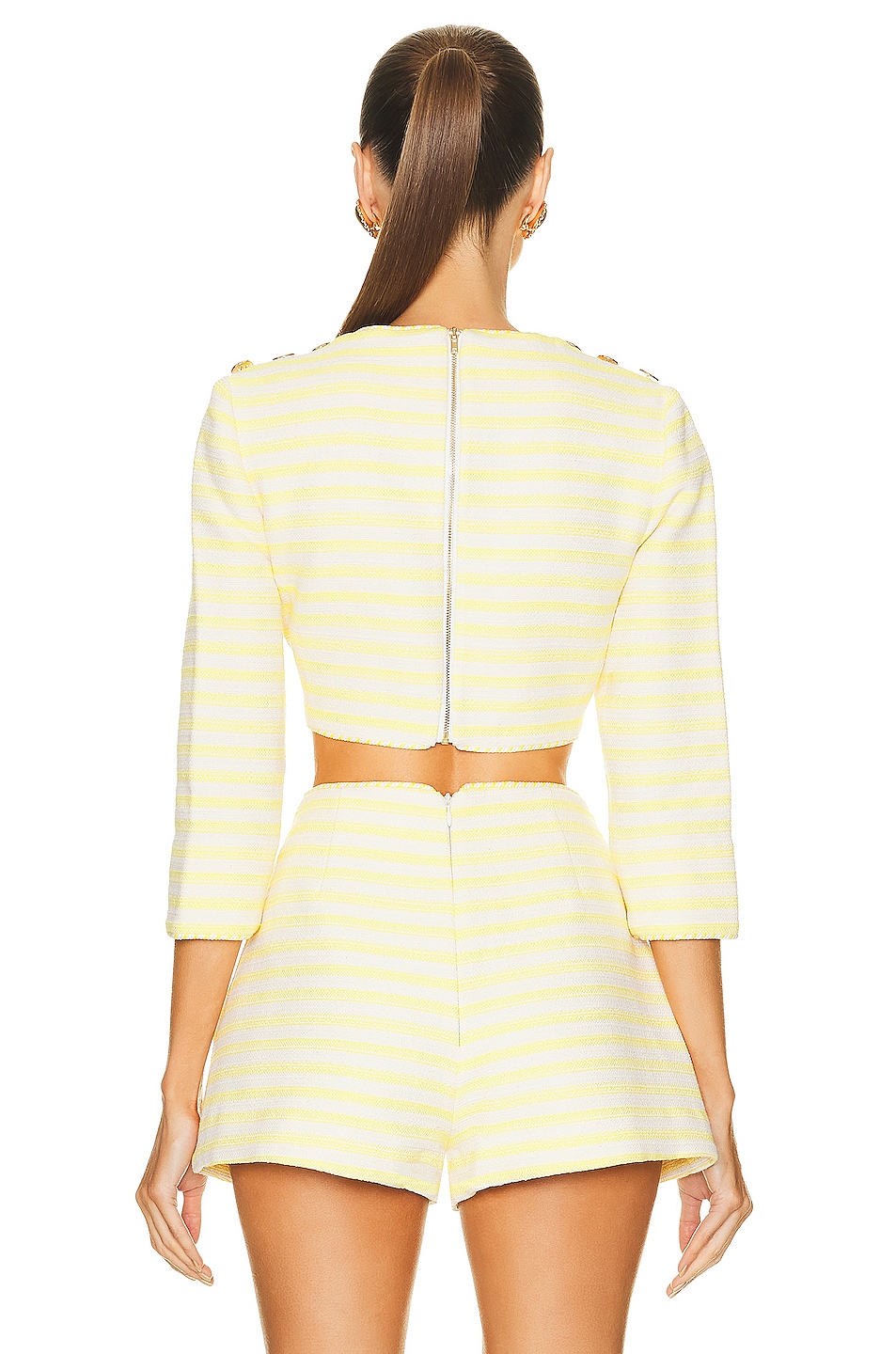 Zimmermann High Tide Crop Bodice Top in Yellow & Cream Stripe | FWRD