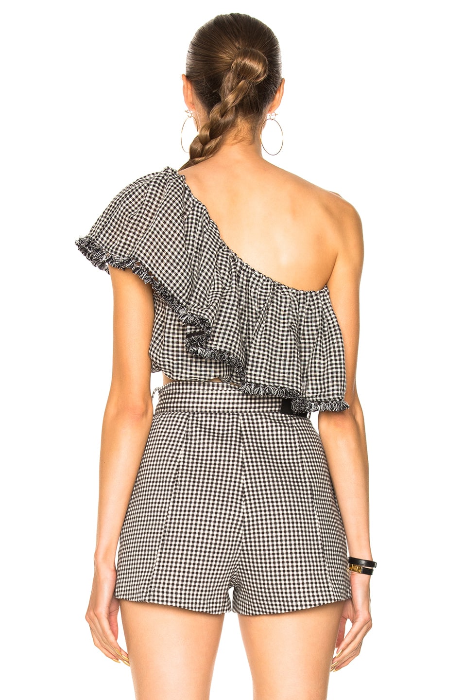 Zimmermann Gingham Frill Top in Black Check | FWRD