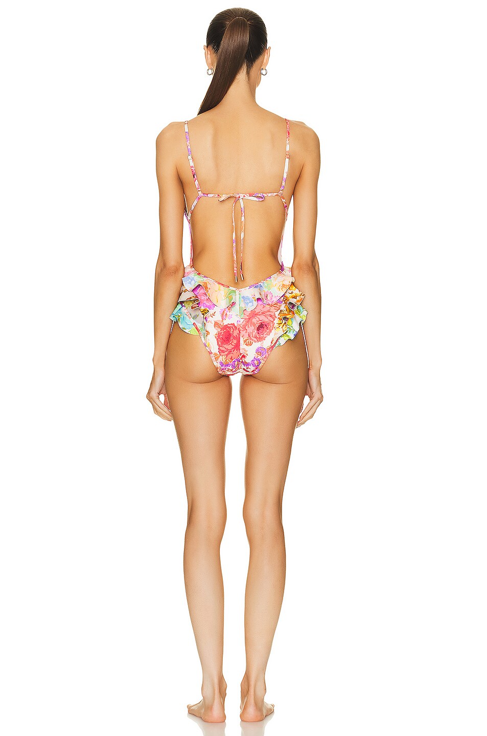 Zimmermann Raie Waterfall Frill One Piece Swimsuit In Spliced Fwrd