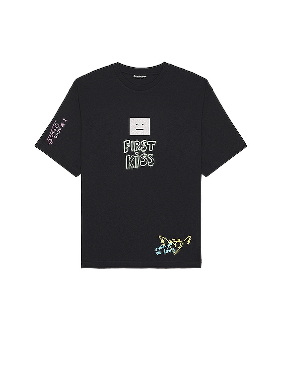 Acne Studios Exford Scribble Tee in Faded Black | FWRD Acne Studios Exford Scribble Tee in Faded Black | FWRD