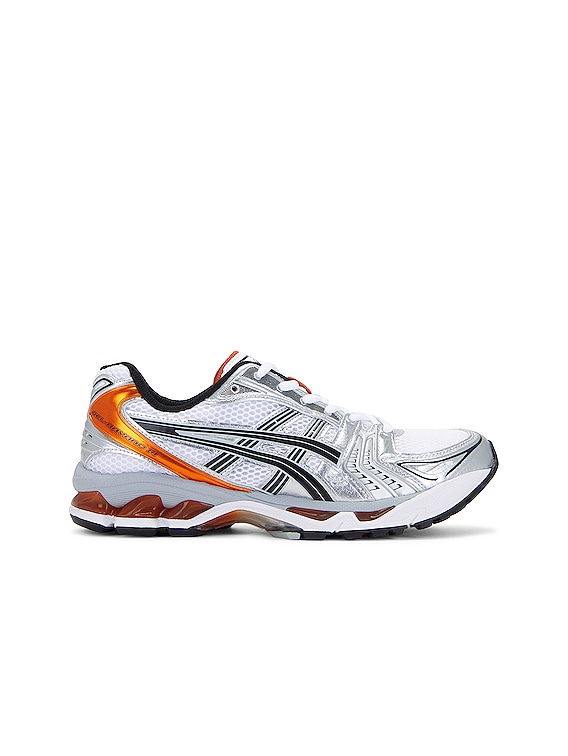 Asics Gel-kayano 14 Sneaker in White & Piquant Orange | FWRD Asics Gel-kayano 14 Sneaker in White & Piquant Orange | FWRD