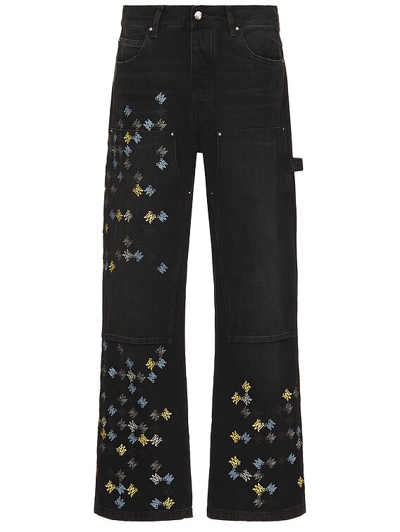 Amiri MA Quad Embroidered Carpenter Jean in Vintage Black | FWRD Amiri MA Quad Embroidered Carpenter Jean in Vintage Black | FWRD