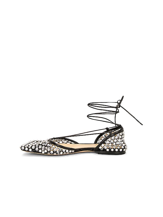 Bottega Veneta Stretch Flat in Black & Crystal | FWRD Bottega Veneta Stretch Flat in Black & Crystal | FWRD