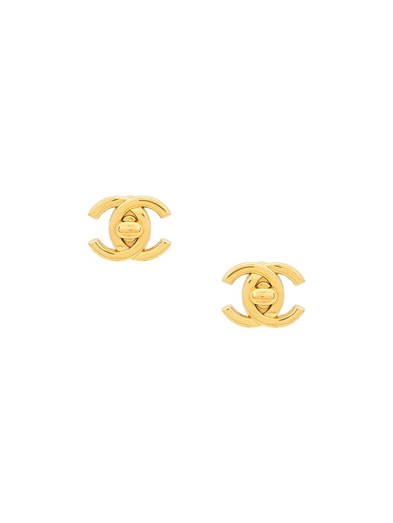 FWRD Renew Chanel 1996 CC Turnlock Clip On Earrings in Gold FWRD