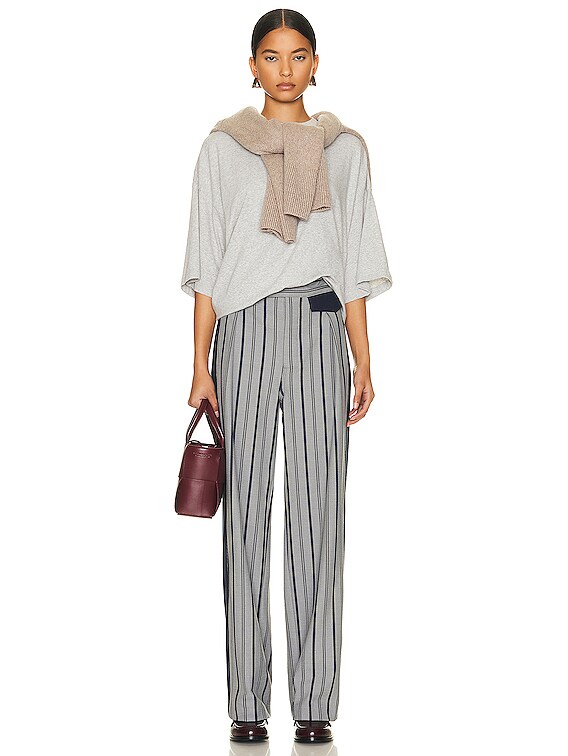 Helsa Colorblock Stripe Suit Trouser in Grey Stripe & Navy Helsa Colorblock Stripe Suit Trouser in Grey Stripe & Navy