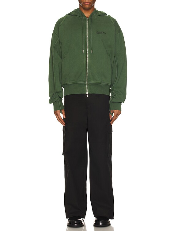 JACQUEMUS Le Sweater Camargue Zipper in Dark Green | FWRD JACQUEMUS Le Sweater Camargue Zipper in Dark Green | FWRD