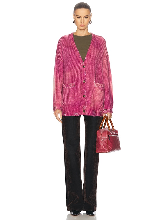 R13 Oversized Cardigan in Raspberry Print | FWRD R13 Oversized Cardigan in Raspberry Print | FWRD