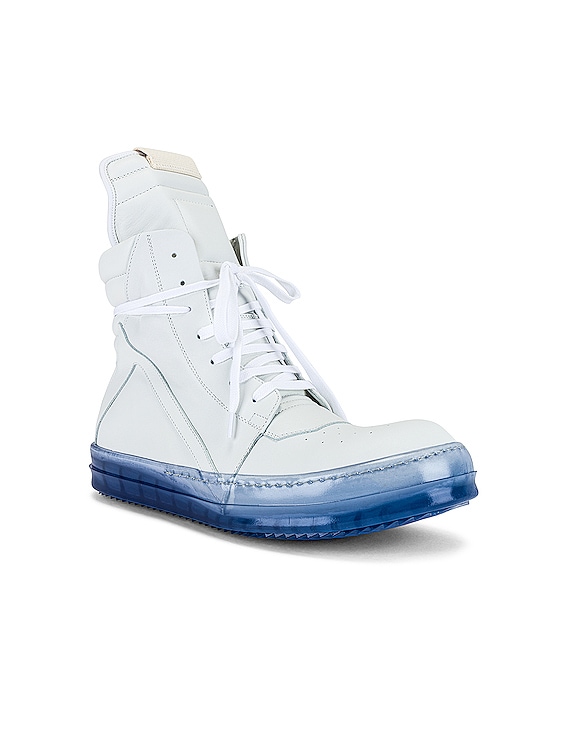 Rick Owens Geobasket Sneaker in Chalk White & Nublu | FWRD Rick Owens Geobasket Sneaker in Chalk White & Nublu | FWRD