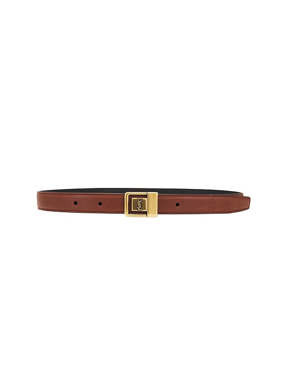 Saint Laurent Leather Belt in Wet Clay | FWRD Saint Laurent Leather Belt in Wet Clay | FWRD