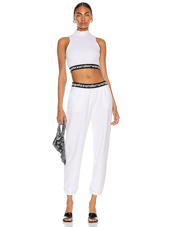 Alexander Wang Logo Mock Neck Sleeveless Top in Bright White Alexander Wang Logo Mock Neck Sleeveless Top in Bright White