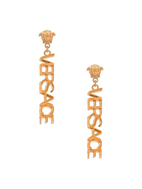 VERSACE Medusa Logo Dangle Earrings in Oro FWRD