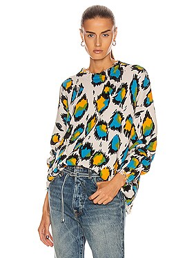 R13 Leopard Cashmere Crewneck Sweater in Leopard | FWRD