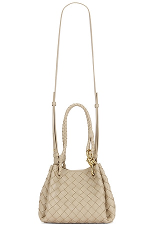 Bottega Veneta Mini Wallace Bag in Pinecone & Gold | FWRD Bottega Veneta Mini Wallace Bag in Pinecone & Gold | FWRD